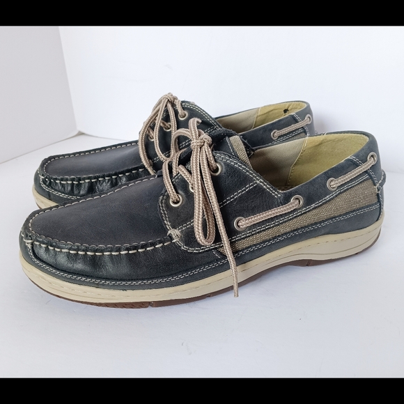 Bass | Shoes | Bass Mens Navy Leather Boat Shoes Amity 1 Nautical ...